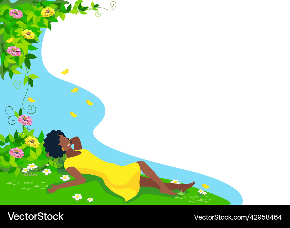 Girl lying on the grass Royalty Free Vector Image
