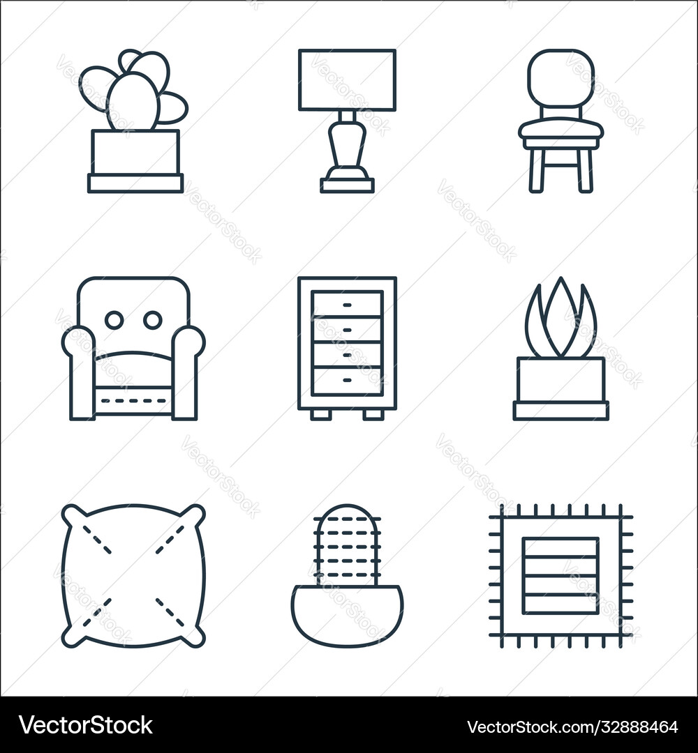 Interiors line icons linear set quality line set Vector Image