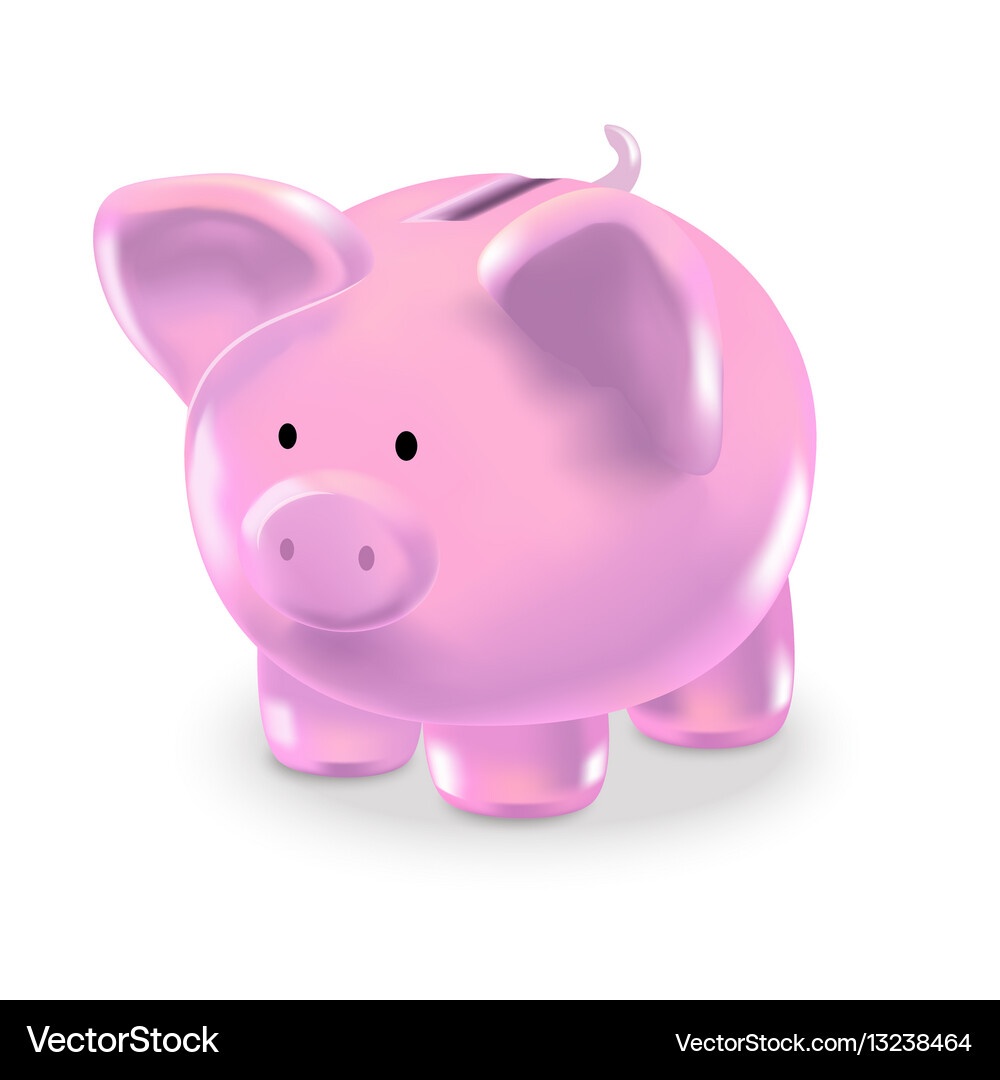 Realistic money box pink pig Royalty Free Vector Image