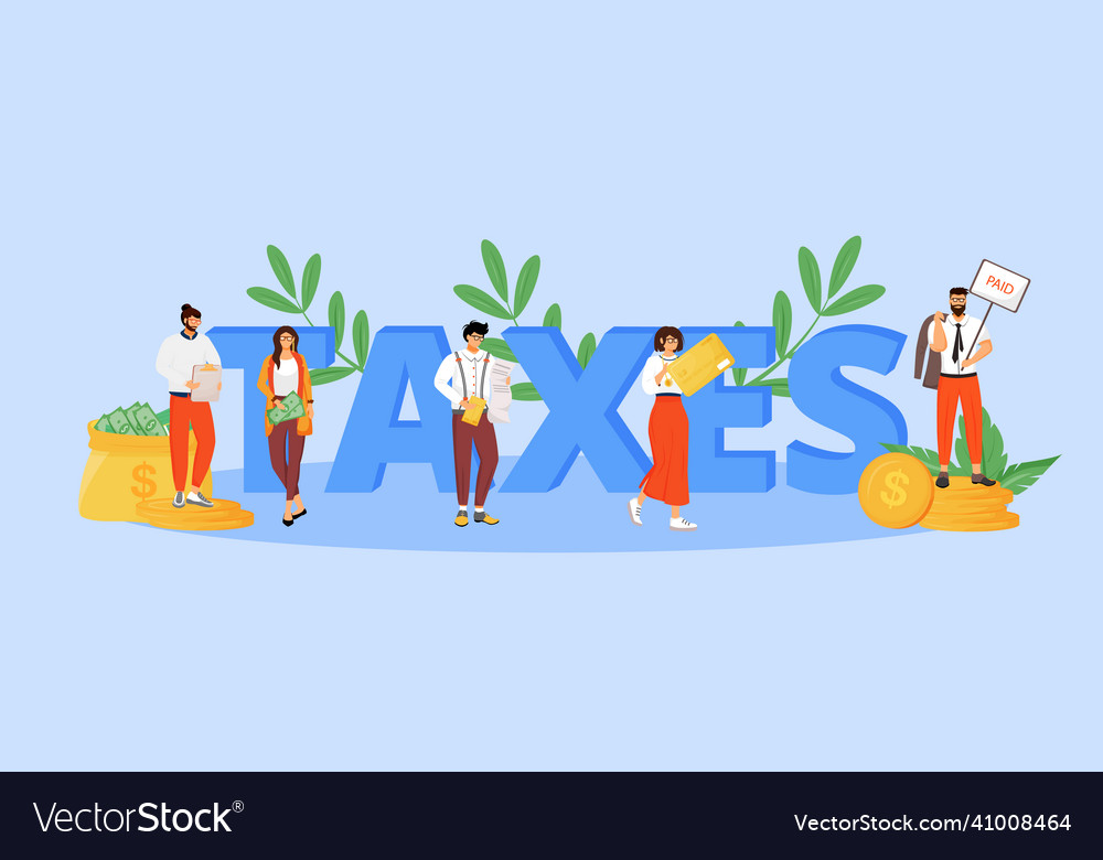 Taxes word concepts flat color banner isolated Vector Image Taxes word concepts flat color banner isolated Vector Image