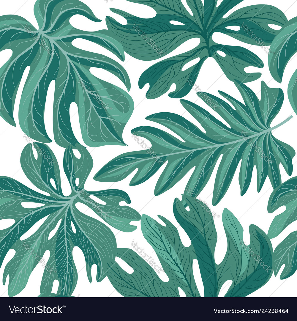Tropical Palm Leaves Seamless Pattern Beautiful Vector Image