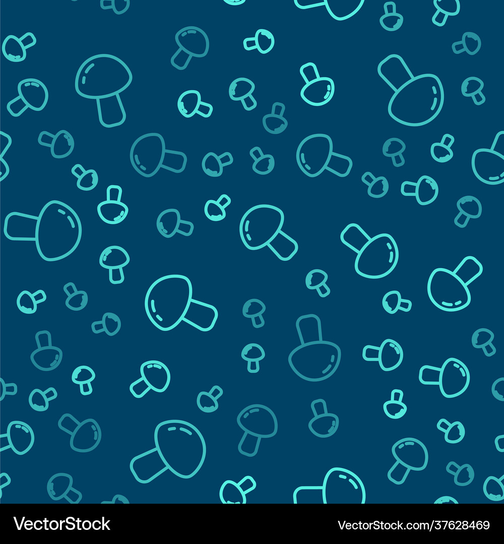 Green line mushroom icon isolated seamless pattern