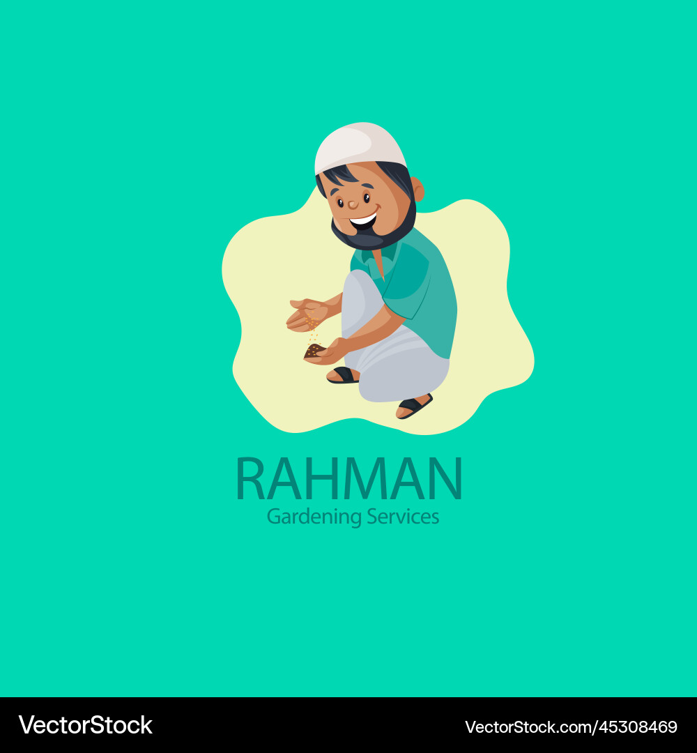 Rahman gardening services mascot logo Royalty Free Vector