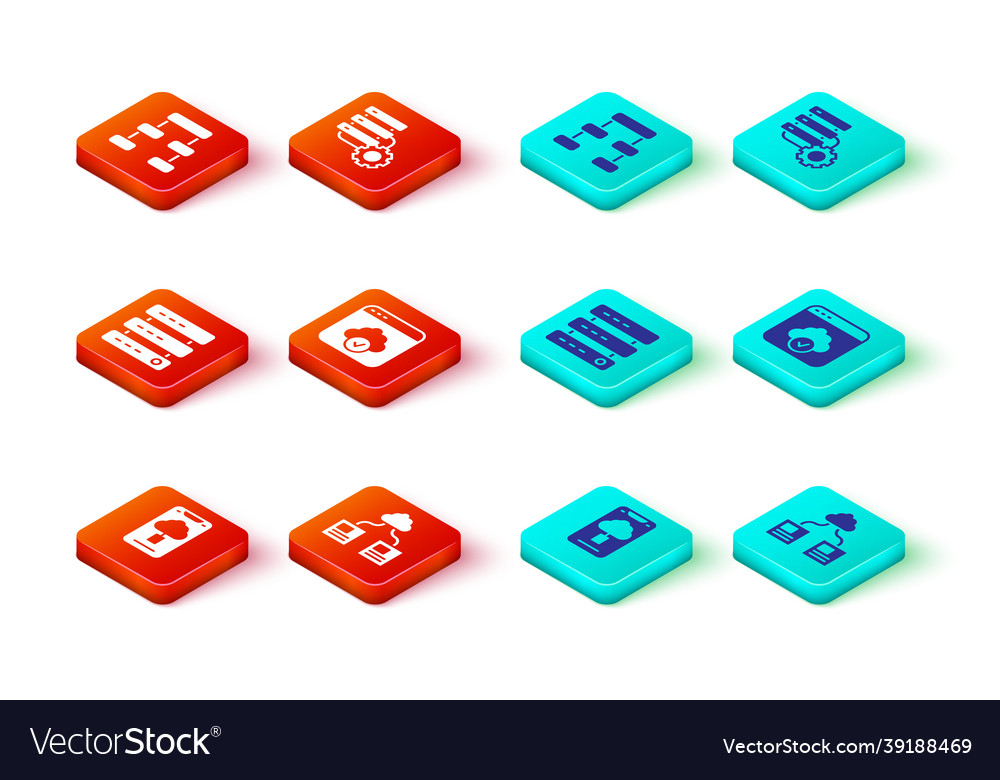 Set cloud technology data transfer server data Vector Image Set cloud technology data transfer server data Vector Image