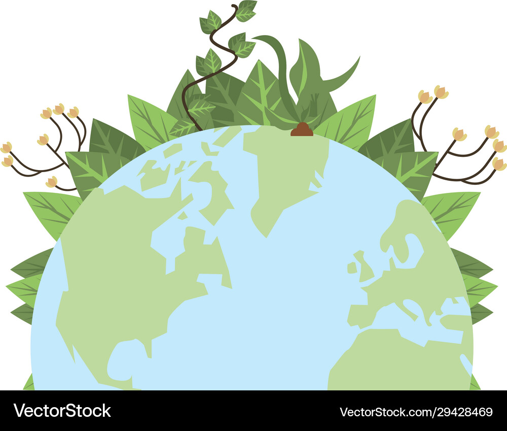 World planet earth with leafs plant Royalty Free Vector