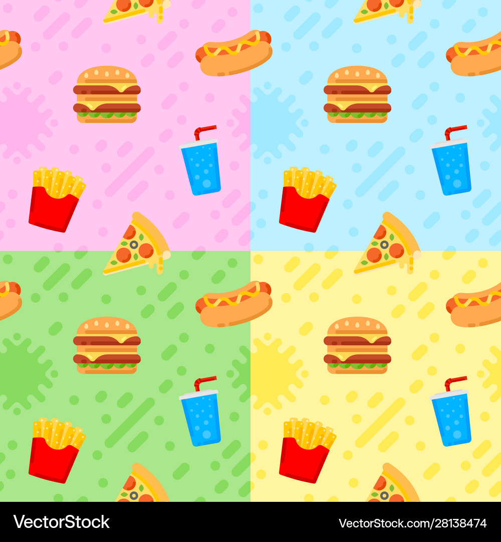 Fast food pattern Royalty Free Vector Image - VectorStock
