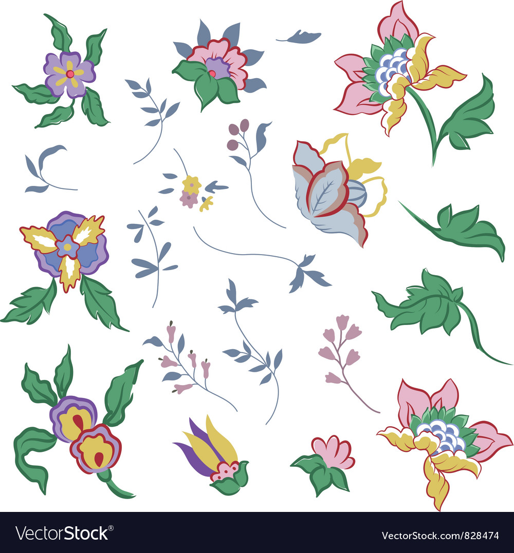 Flower elements Royalty Free Vector Image - VectorStock