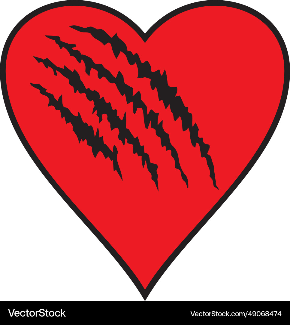 Heart with scar color Royalty Free Vector Image