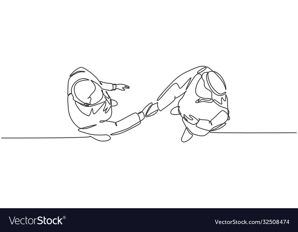 Single Continuous Line Drawing Young Happy Vector Image