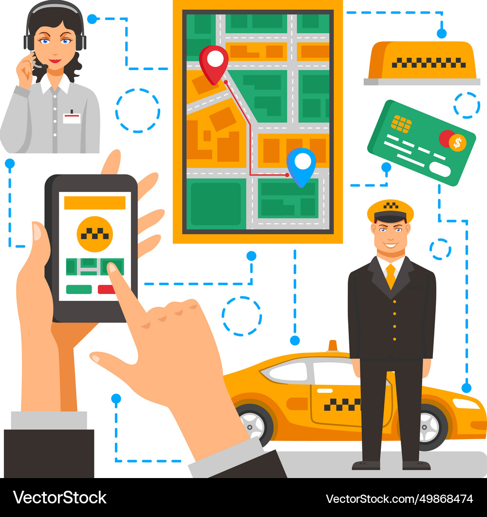 Taxi service conceptual Royalty Free Vector Image
