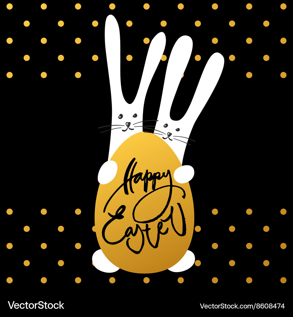 Two bunny happy easter Royalty Free Vector Image
