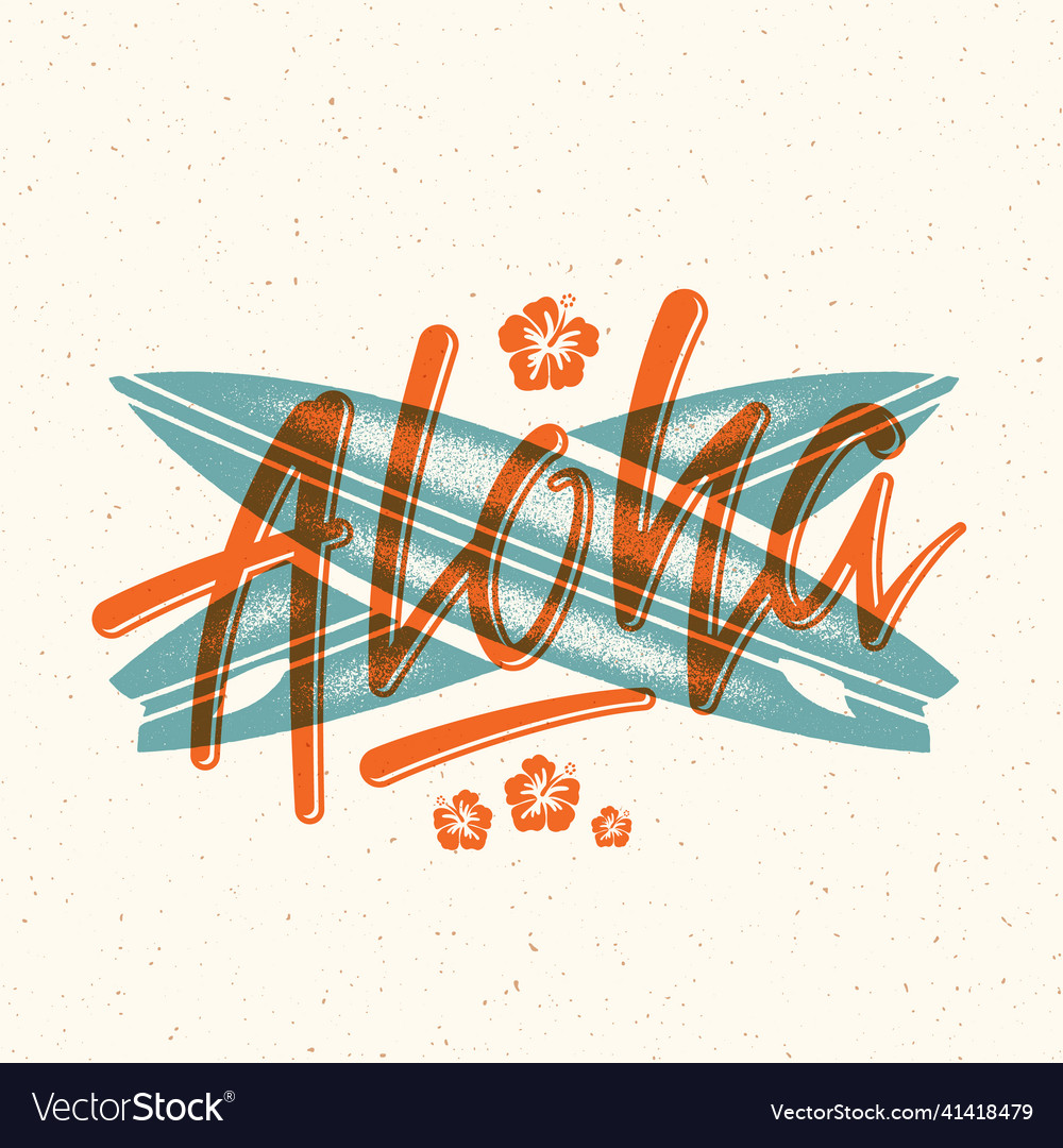 Aloha beach lettering hawaiian summer tropical Vector Image