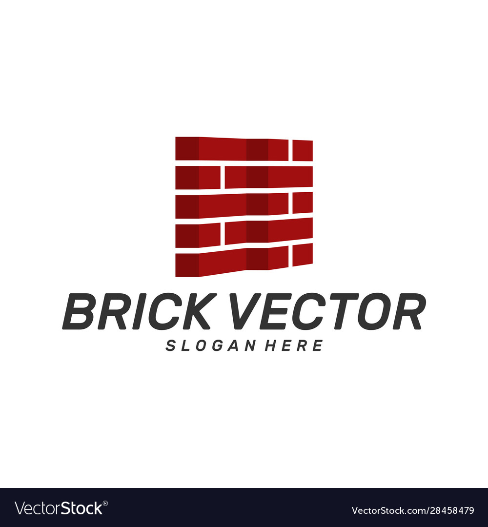 Brick building logo design brickwork simple Vector Image