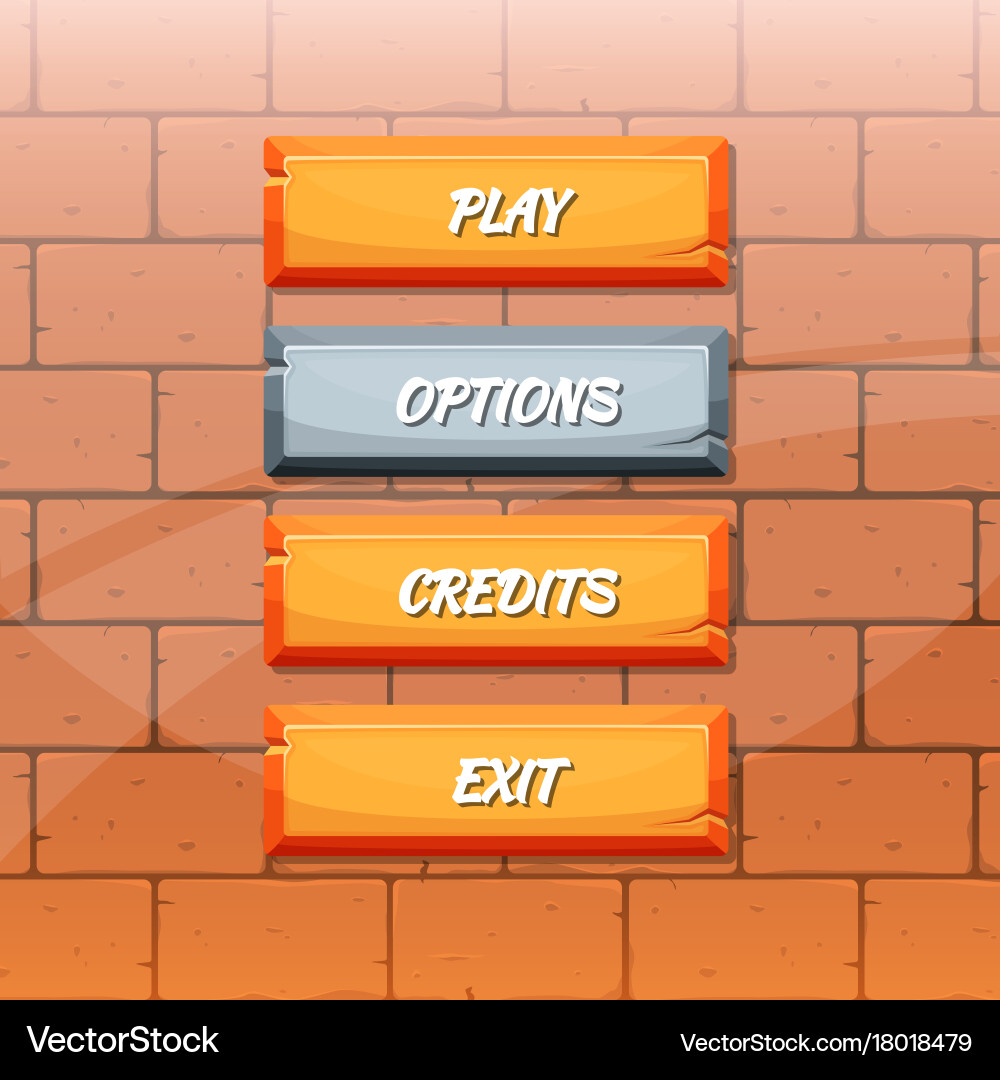 Cartoon style orange stone buttons Royalty Free Vector Image