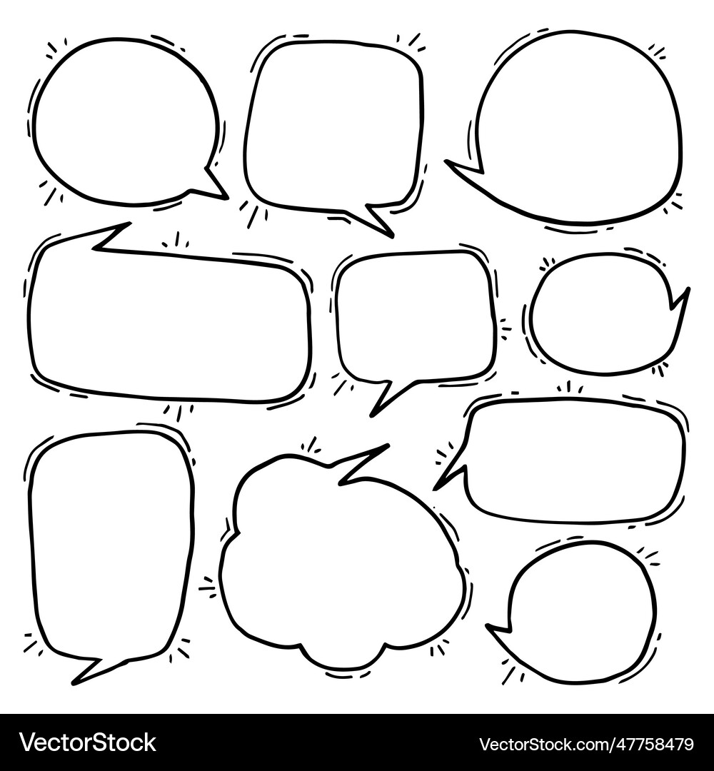 Doodle hand drawn speech bubble drawings set Vector Image