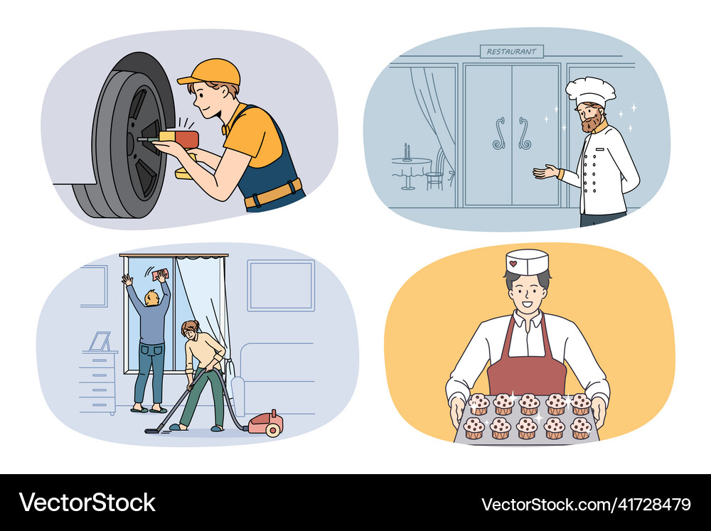 Set of men occupations and professions Royalty Free Vector