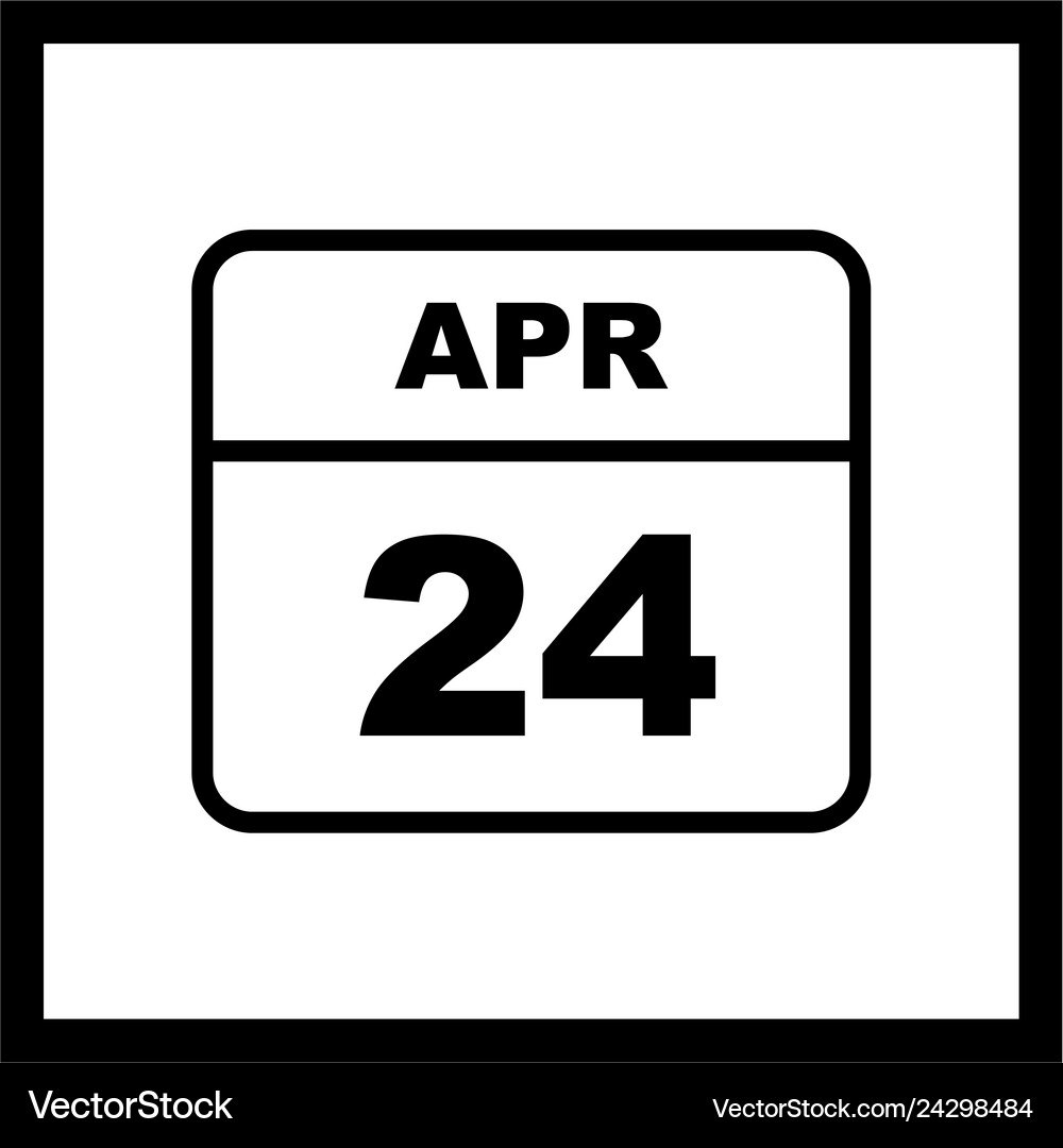 April 24th date on a single day calendar Vector Image