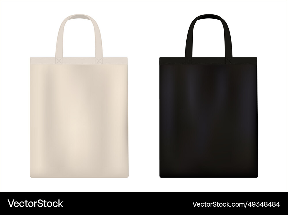 Black Fabric Bag And White Cotton Eco Royalty Free Vector