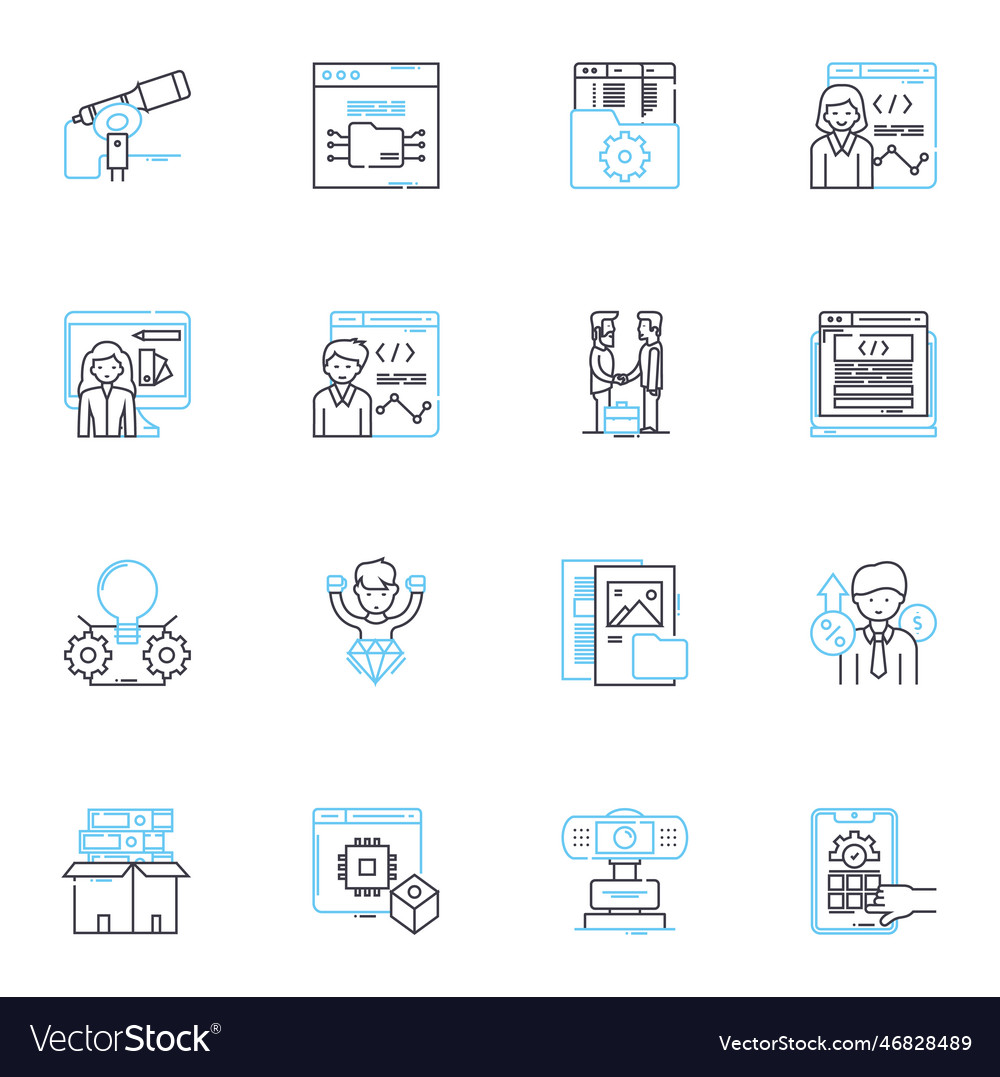 Software engineering linear icons set coding Vector Image Software engineering linear icons set coding Vector Image