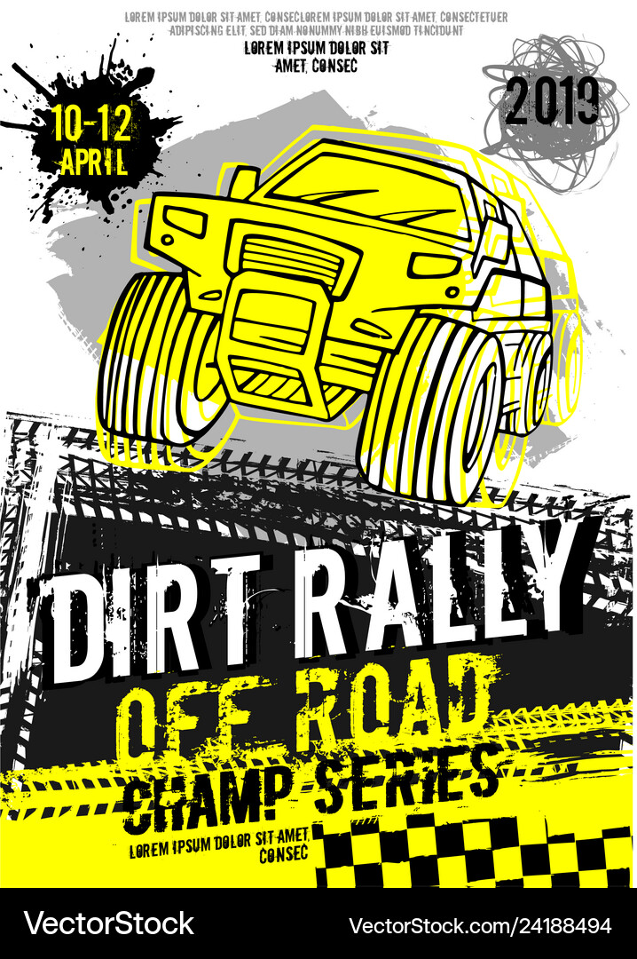 Dirt rally poster Royalty Free Vector Image - VectorStock