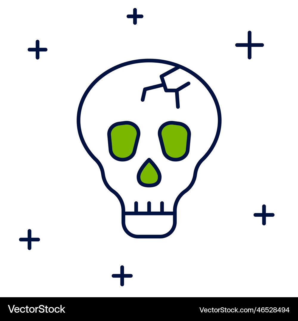 Filled outline skull icon isolated on white Vector Image