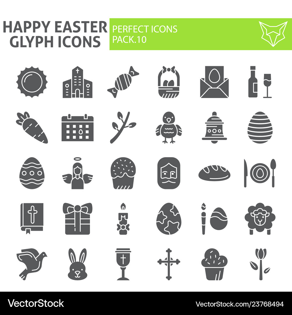 Happy easter glyph icon set holiday symbols Vector Image