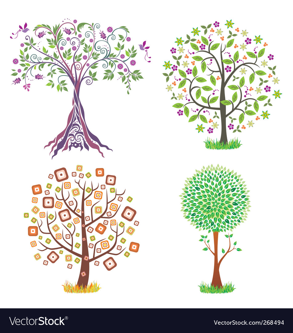 Set of beautiful trees Royalty Free Vector Image