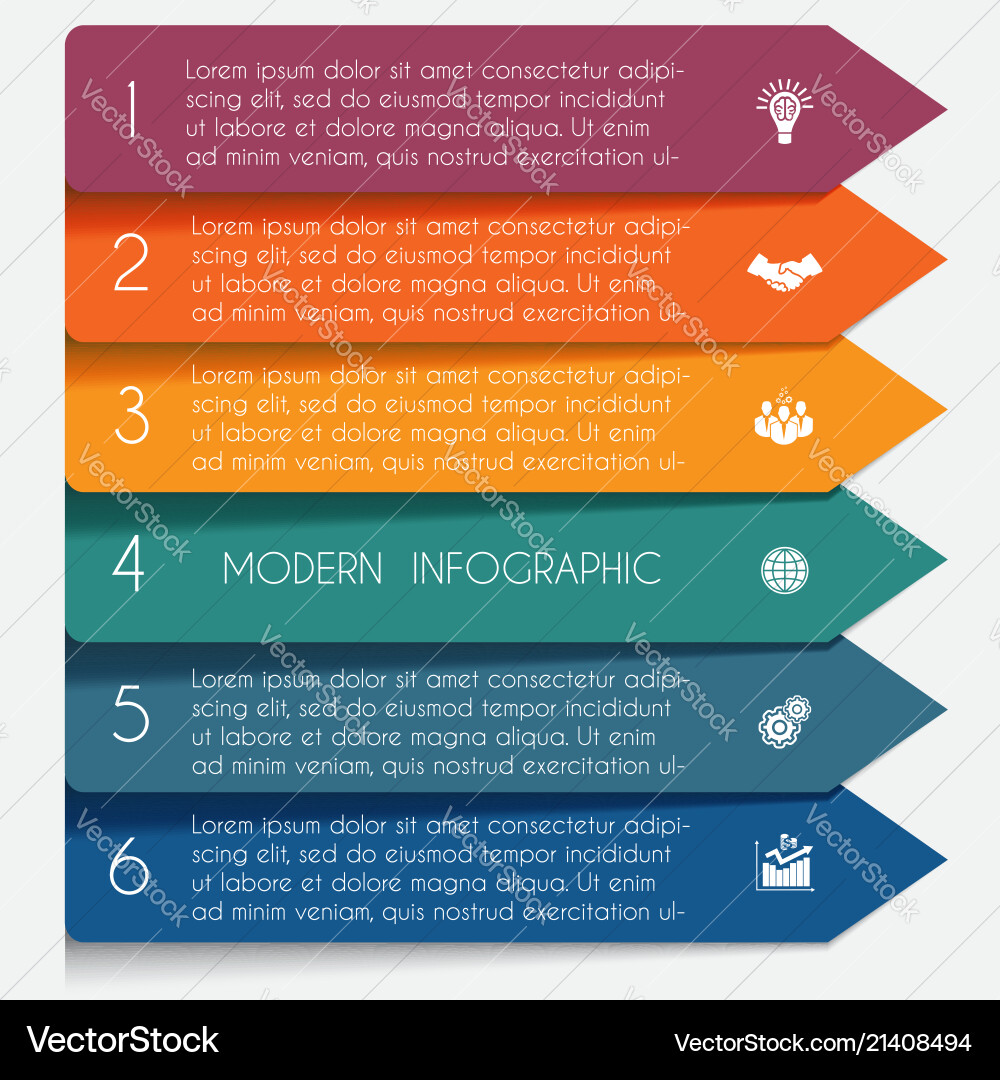 Template infographic horizontal colorful arrows Vector Image