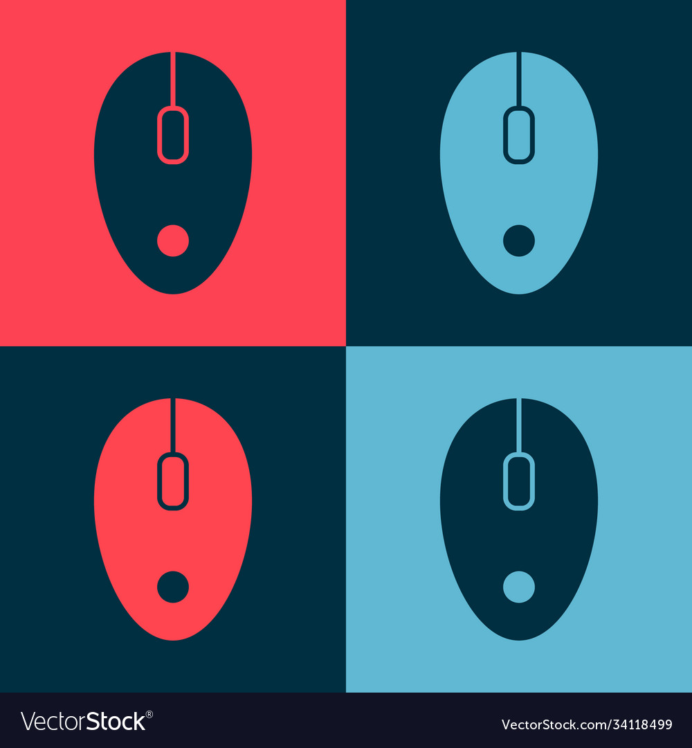Pop Art Computer Mouse Icon Isolated On Color Vector Image