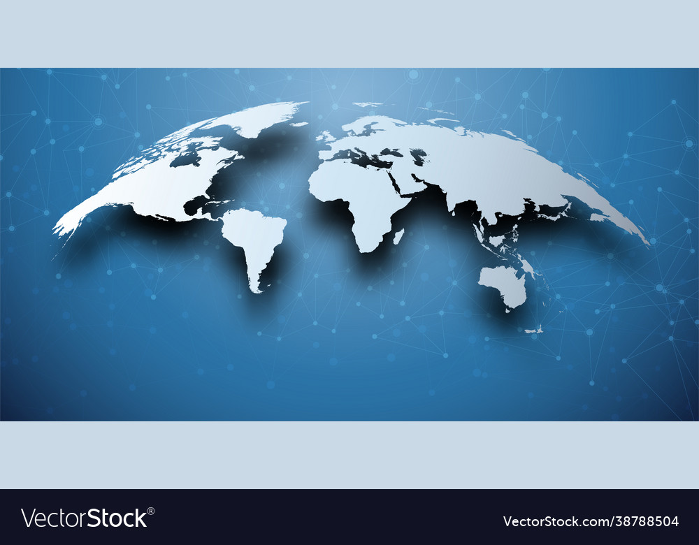 Abstract world map on blue Royalty Free Vector Image