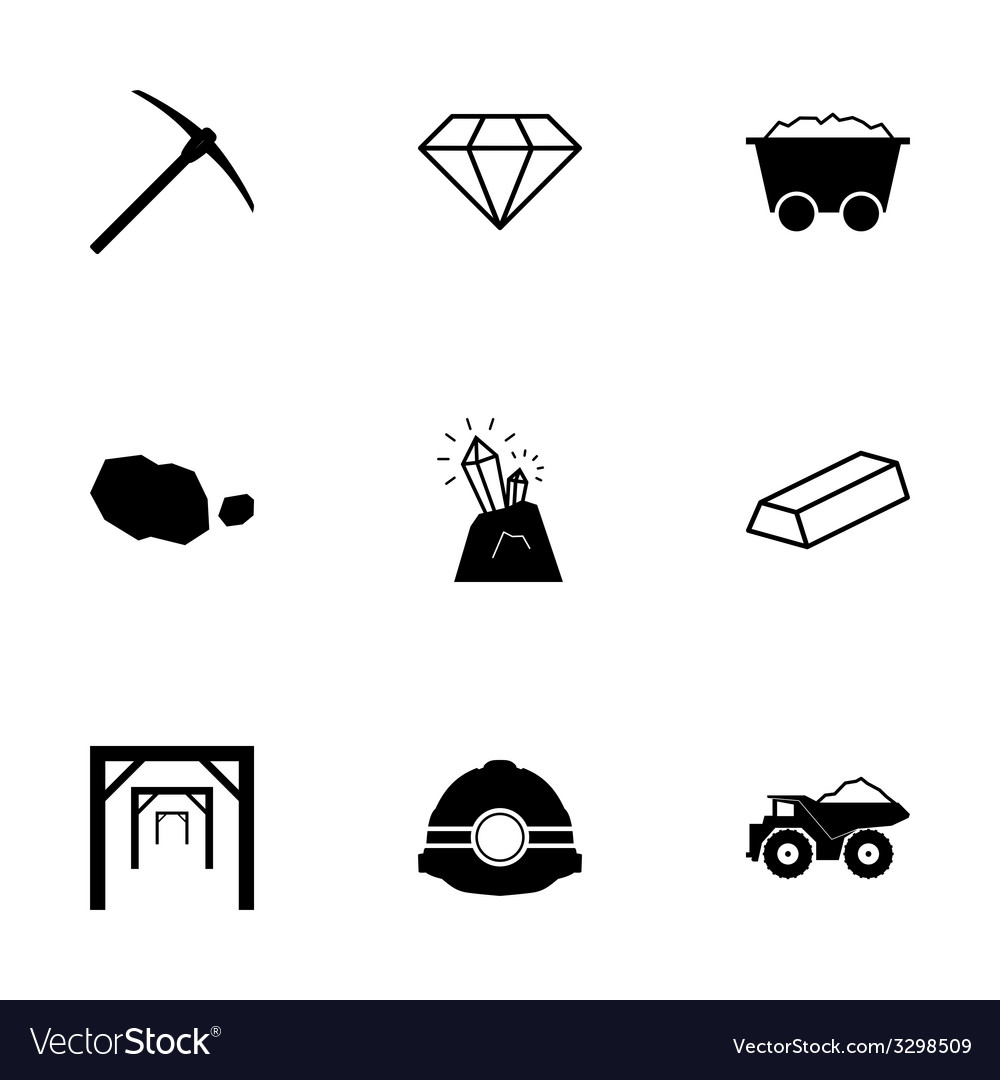 Black mining icons set Royalty Free Vector Image Black mining icons set Royalty Free Vector Image