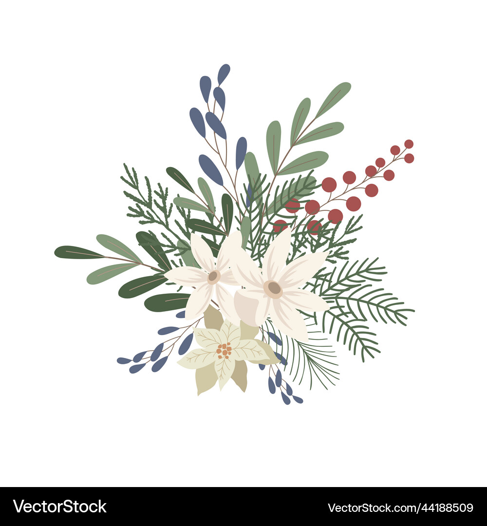 Christmas bouquet and arrangement Royalty Free Vector Image