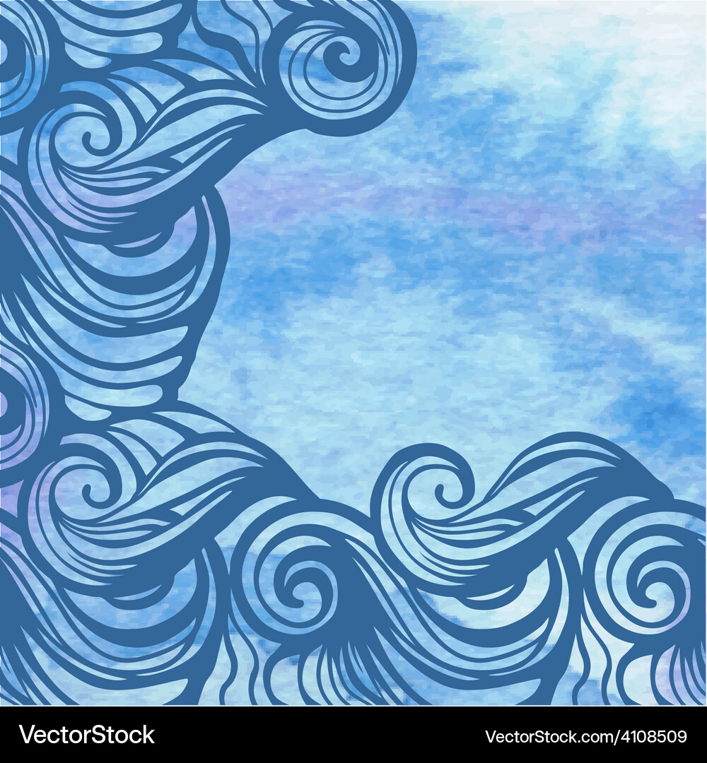 Watercolor aqua background-abstract hand drawn Vector Image