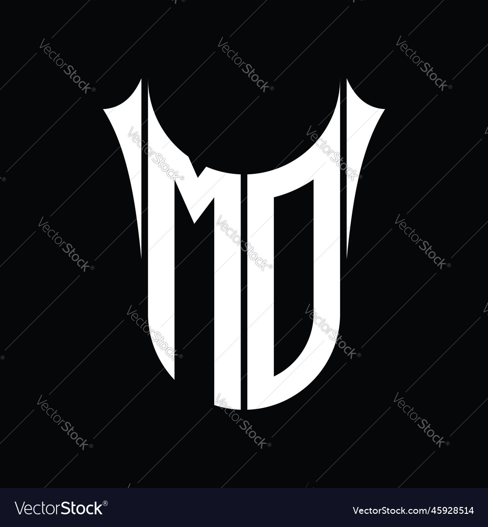 Md logo monogram shield sharp half round shape Vector Image