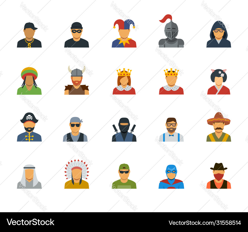 Set different characters avatars Royalty Free Vector Image