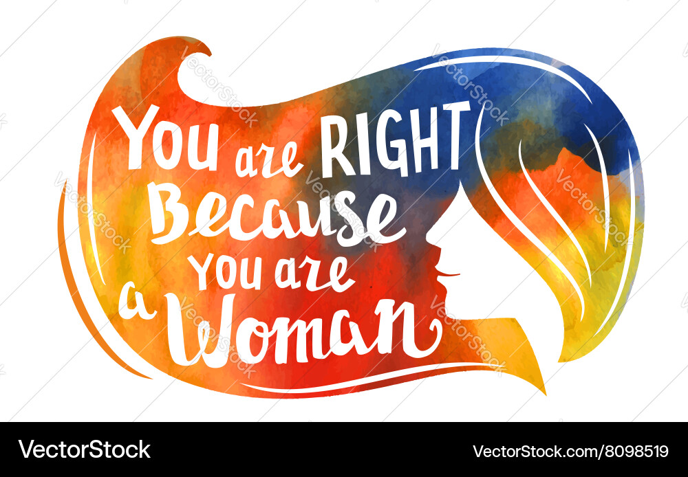 Color woman face with text Royalty Free Vector Image