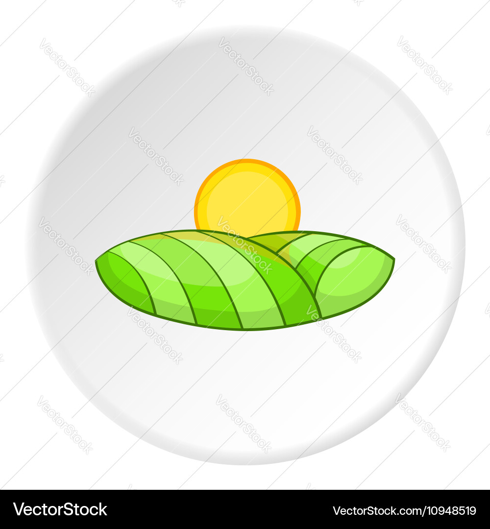 Field and sun icon cartoon style Royalty Free Vector Image