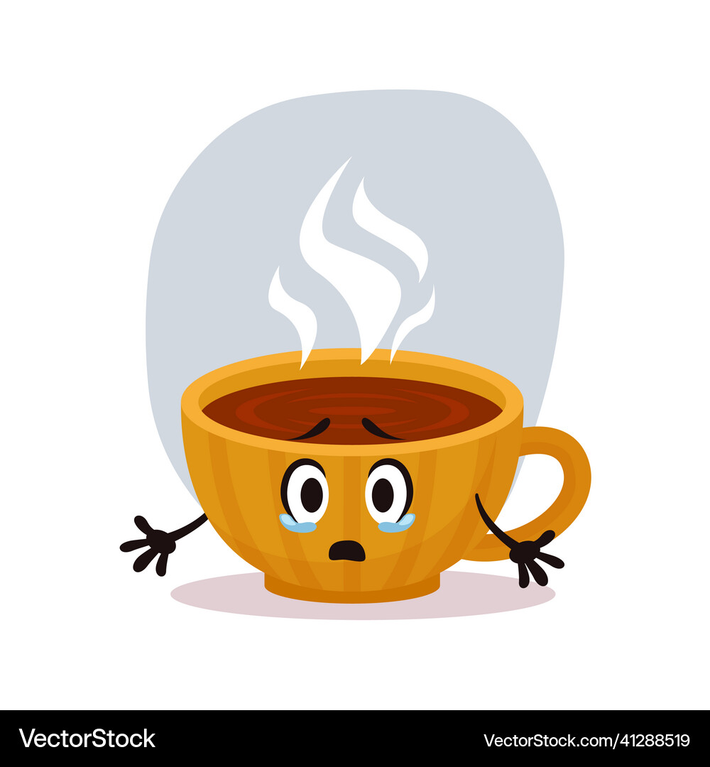 Surprised sad small yellow coffee cup hott winter Vector Image