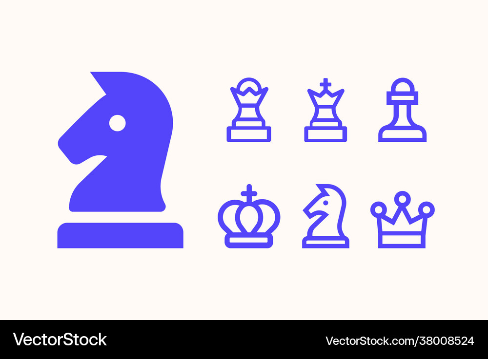 Chess knight icon set Royalty Free Vector Image