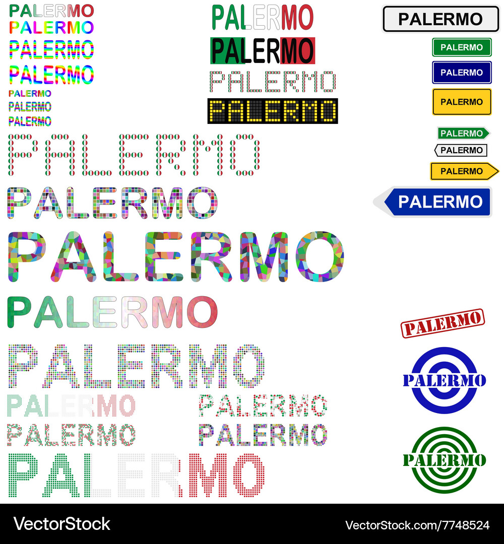Palermo text design set Royalty Free Vector Image
