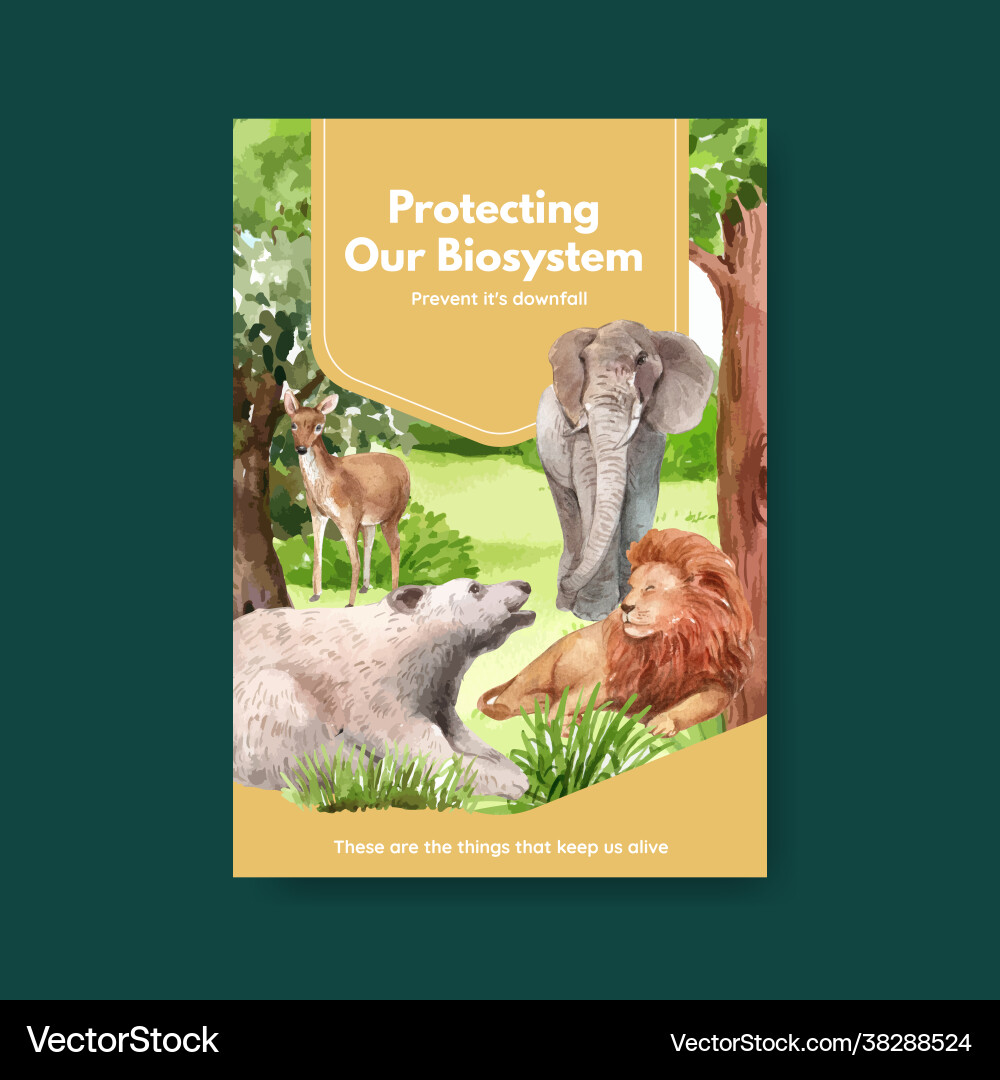 Poster template with biodiversity as natural Vector Image