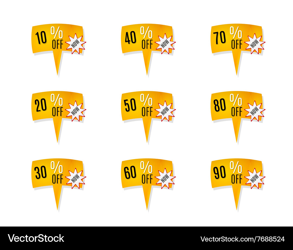 Price tags with percentage discount Royalty Free Vector