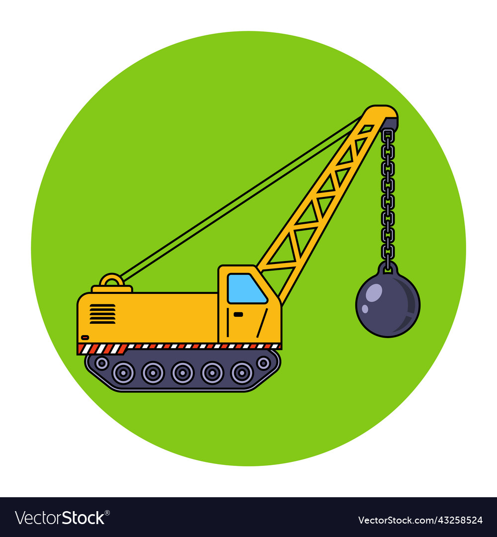Yellow construction vehicle for the demolition Vector Image