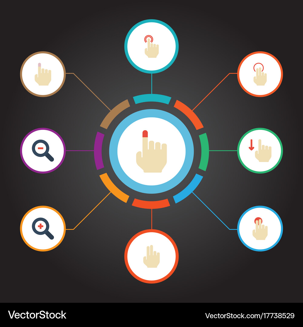 Flat icons single tap zoom out magnifier Vector Image