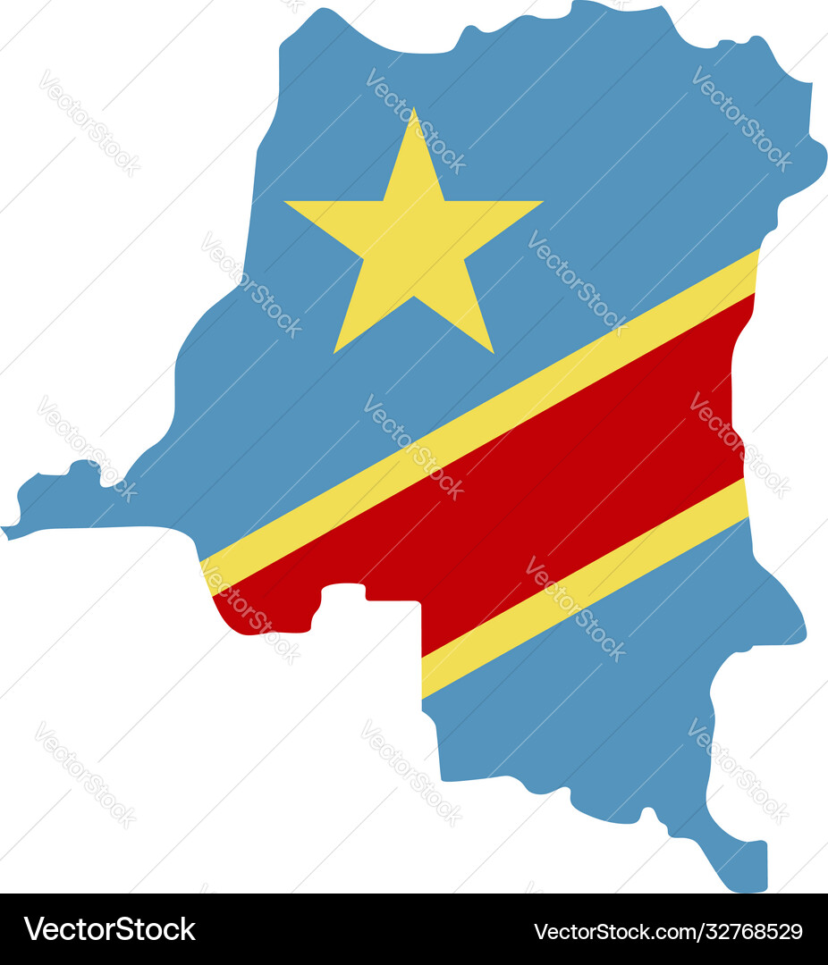Map democratic republic congo - flag Royalty Free Vector