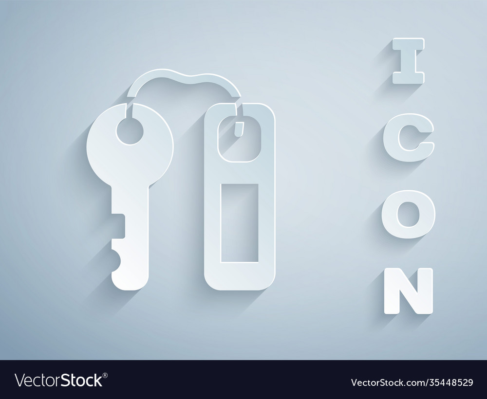 Paper Cut Hotel Door Lock Key With Number Tag Icon paper-cut-hotel-door-lock-key-with-number-tag-icon