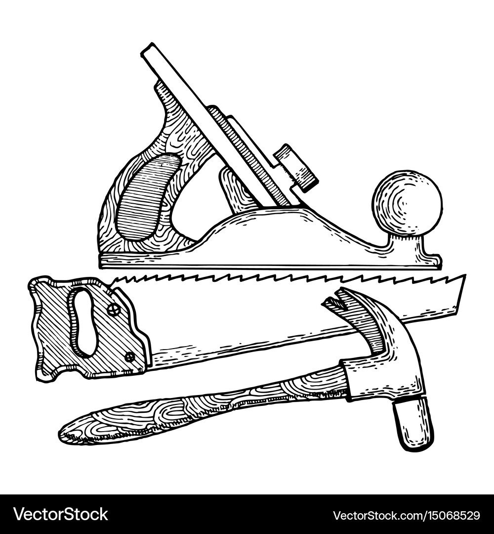 Vintage Carpentry Tools Sketch Royalty Free Vector Image