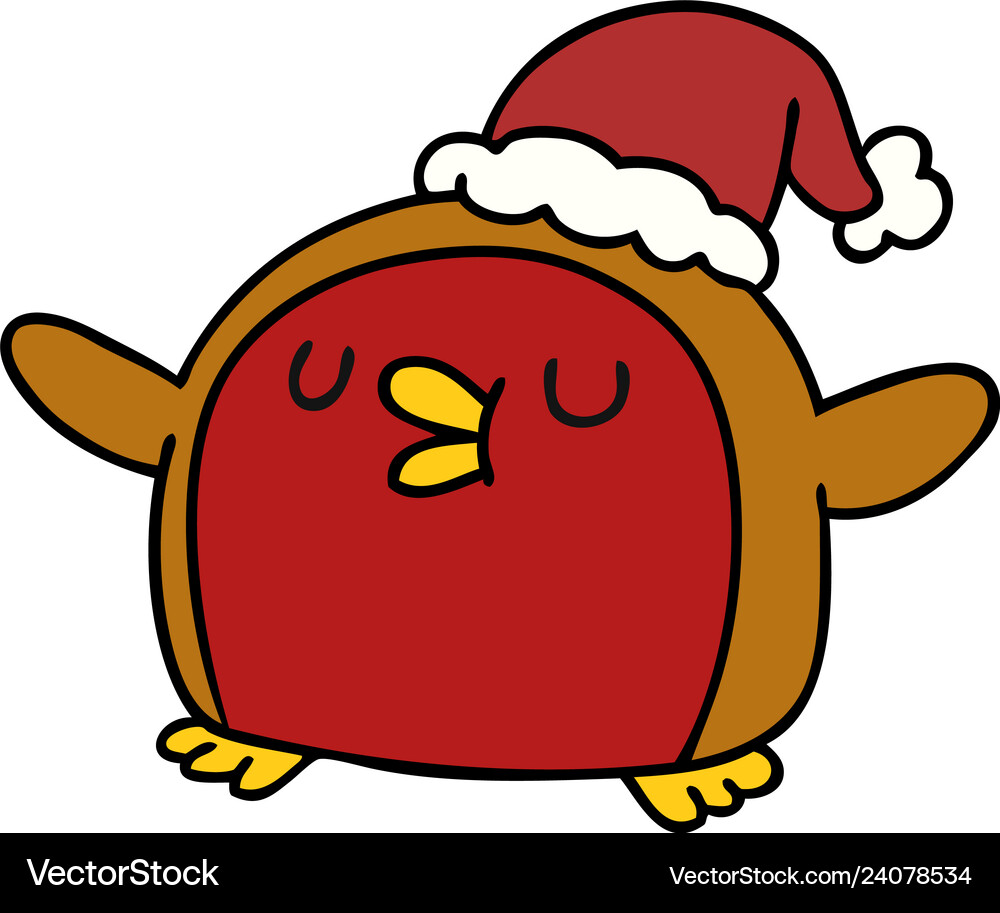 Cartoon cute kawaii red robin Royalty Free Vector Image