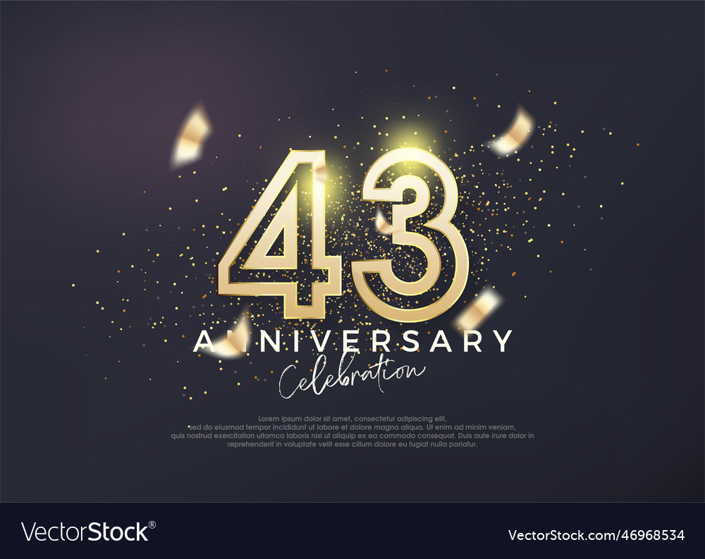 Gold line design for 43rd anniversary celebration Vector Image