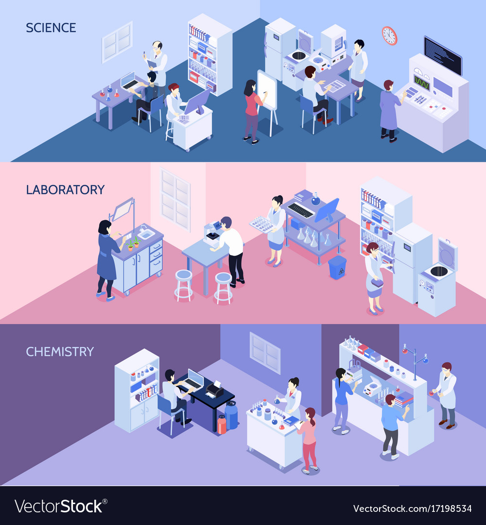 Laboratory horizontal isometric banners Royalty Free Vector Laboratory horizontal isometric banners Royalty Free Vector